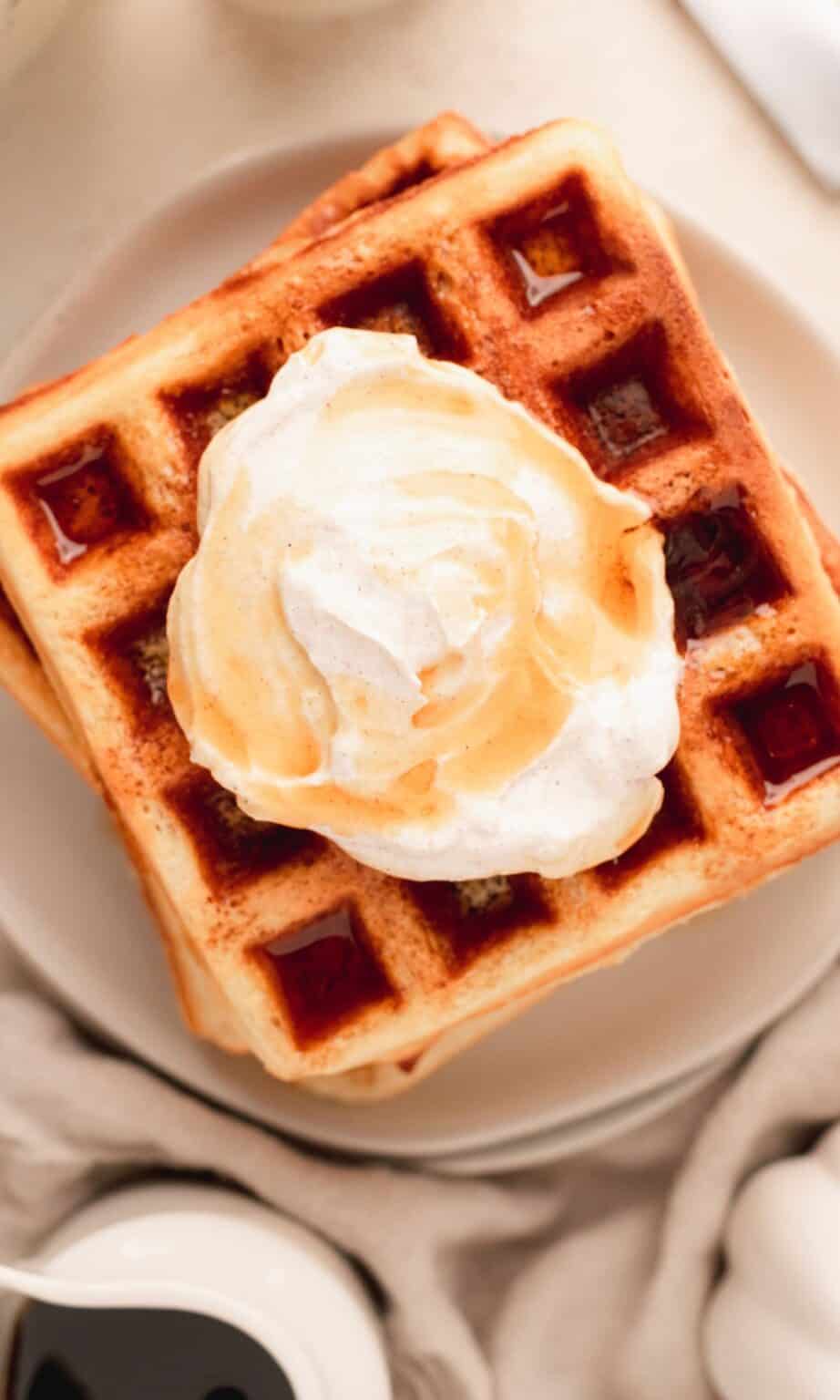 Maple Belgian Waffles with Spiced Whipped Cream – Hey, Snickerdoodle!